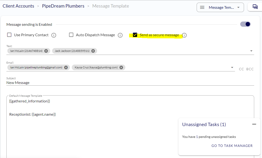 Fox Secure Message Portal – EVS7 Support